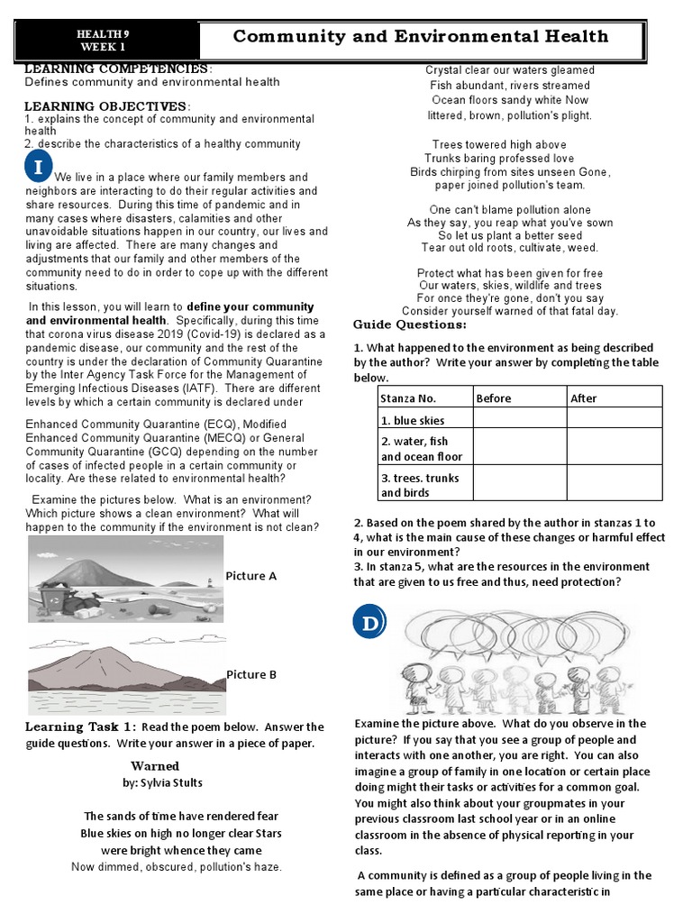 Community and Environmental Health Guide | PDF | Natural Environment ...