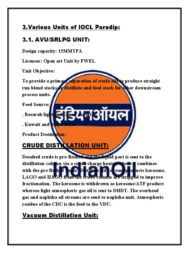 3.various Units of IOCL Paradip: 3.1. Avu/Srlpg Unit | Download Free ...