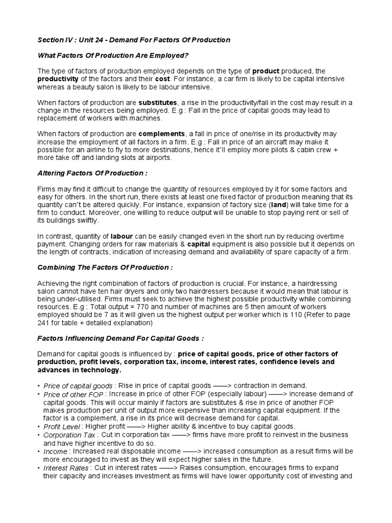 Unit 24 - Demand For FOP | PDF | Demand | Labour Economics