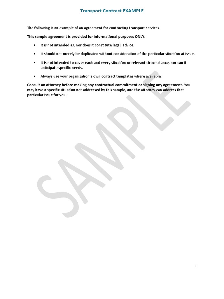 6.3.4 Transport Contract Example | PDF | Breach Of Contract | Indemnity