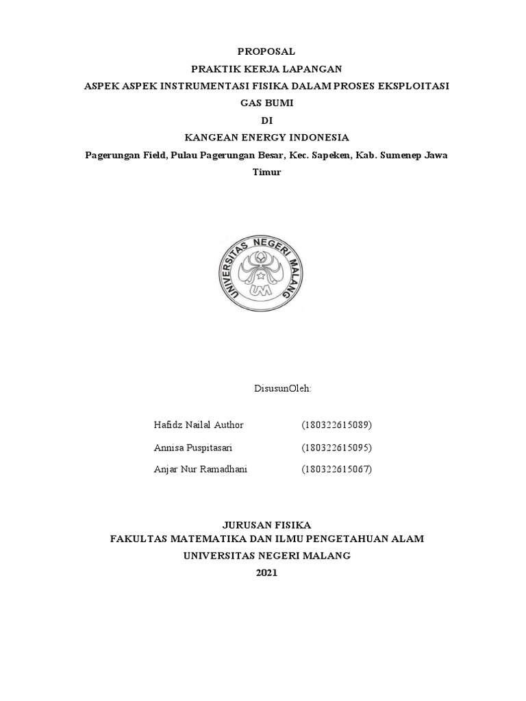 Proposal PKL KEI Fisika Hafidz Nailal A - Universitas Negeri Malang | PDF