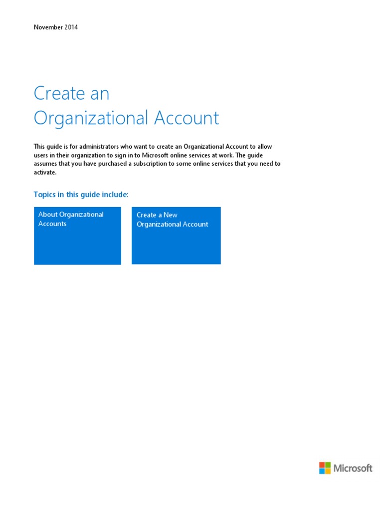 Create An Organizational Account: Topics in This Guide Include | PDF ...