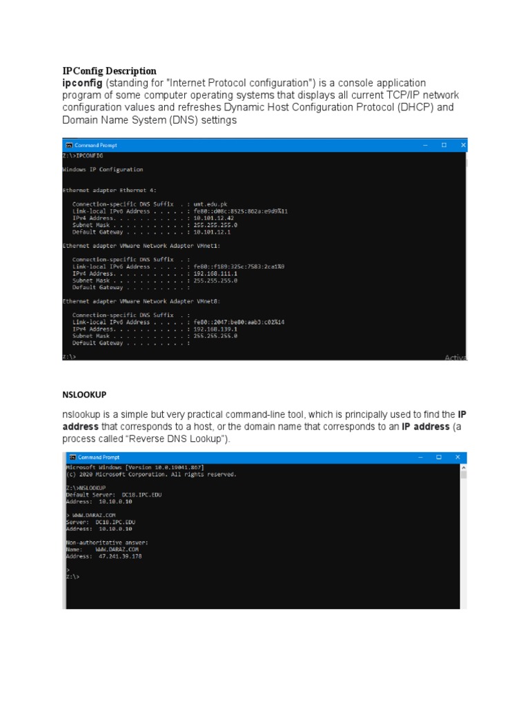 IPConfig Description | PDF | Computers