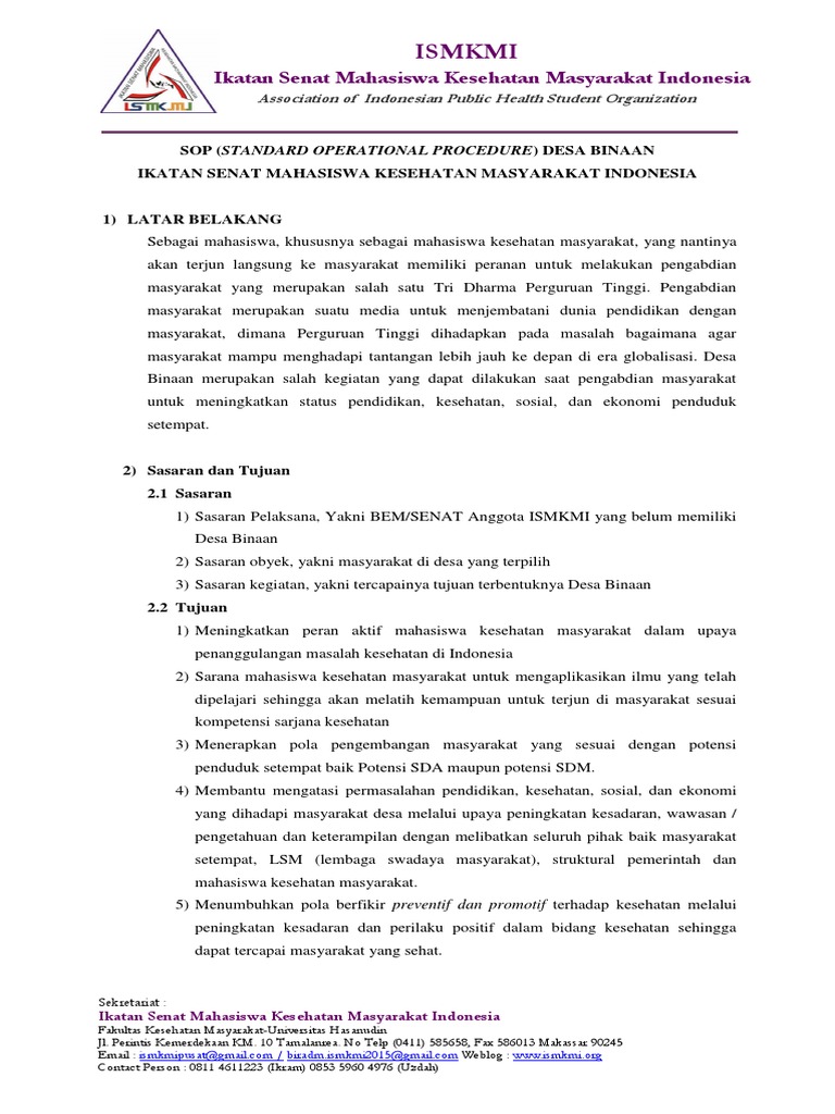 Ismkmi Sop (Standard Operational Procedure) Desa Binaan Ikatan Senat ...