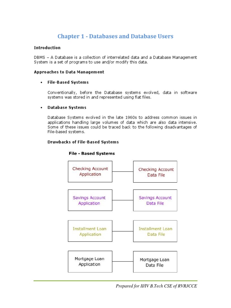 Chapter 1 - Databases and Database Users: Prepared For II/IV B.Tech CSE ...