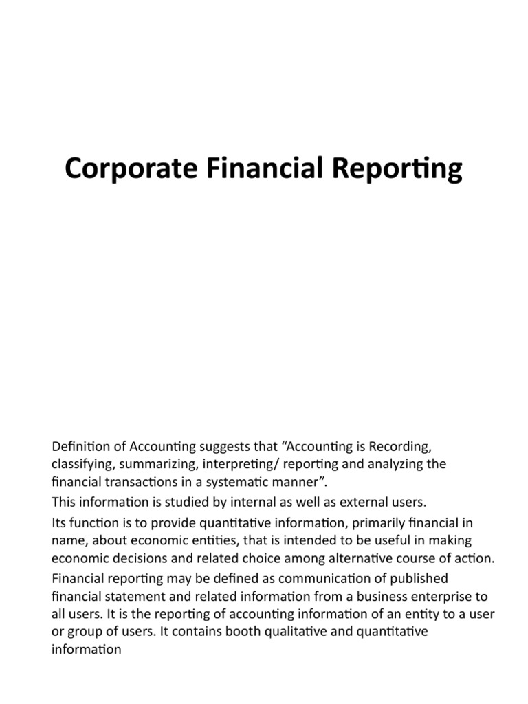 Corporate Financial Reporting | PDF | Auditor's Report | Financial ...