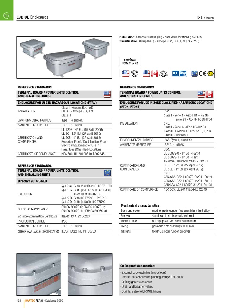 EJB UL Enclosures: Certificate NEMA Type 4X | PDF | Manufactured Goods ...
