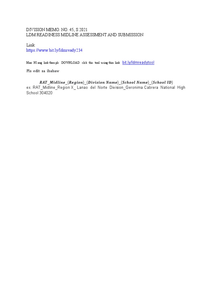 LDM Readiness Midline Assessment | PDF LDM Readiness Midline Assessment | PDF