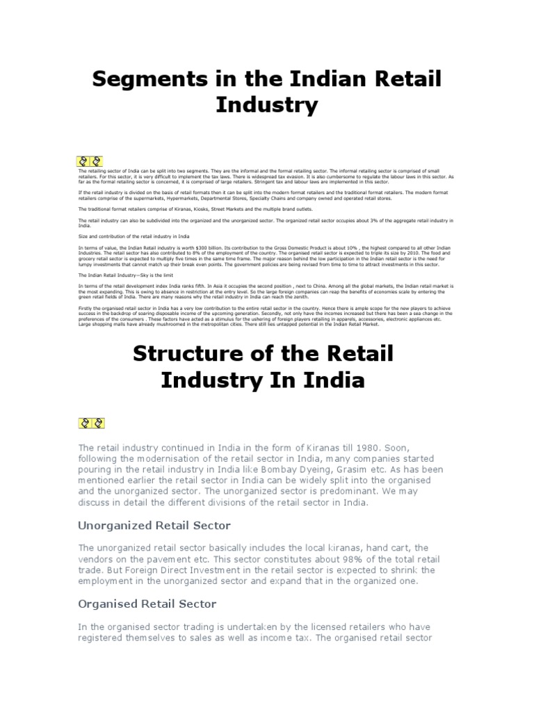 Indian Retail Industry Structure | PDF | Foreign Direct Investment | Retail