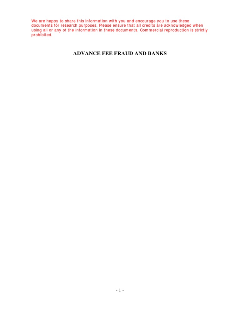 Advance Fee Fraud: Impact on Banks | PDF | Fraud | Fee