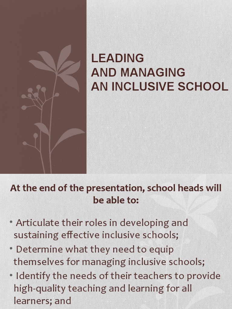 Leading & Managing An Inclusive School | PDF | Inclusion (Education ...