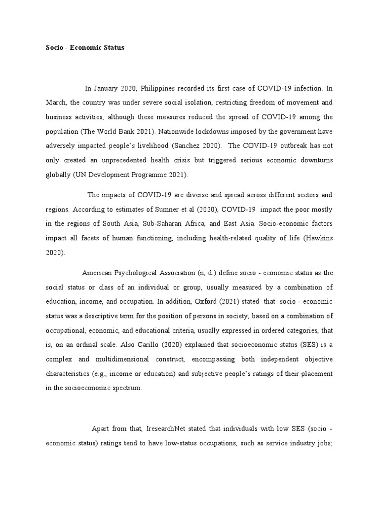Socio-Ecomic Status - RRL | PDF | Socioeconomic Status | Economies Socio-Ecomic Status - RRL | PDF | Socioeconomic Status | Economies