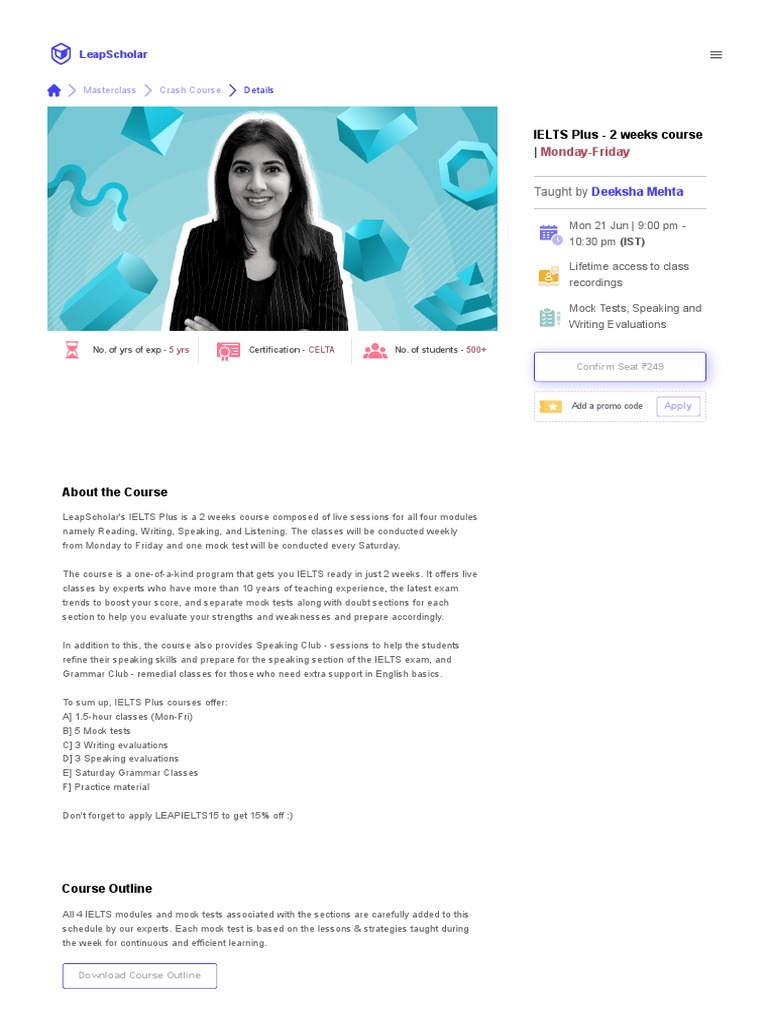 IELTS Plus: 2-Week Prep Course | PDF