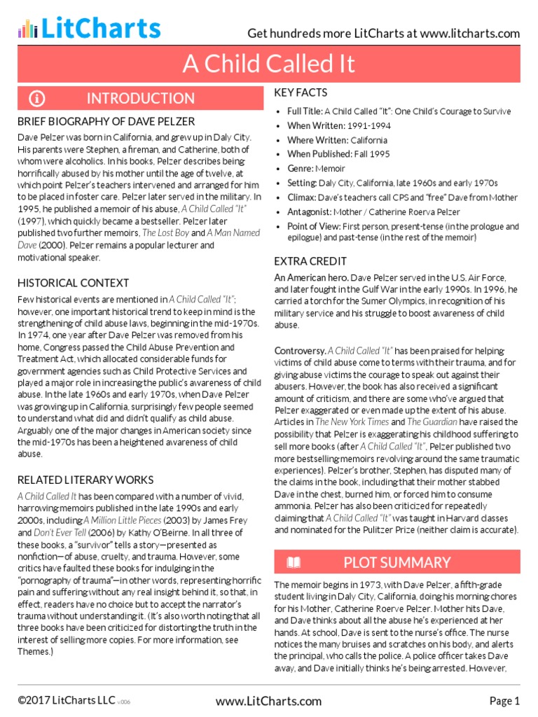A Child Called It LitChart | PDF | Child Abuse | Psychological Trauma