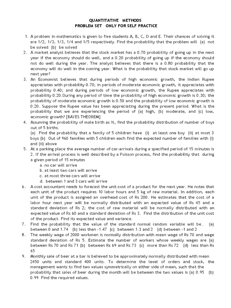 Problem Set For Practice | PDF | Normal Distribution | Standard Deviation