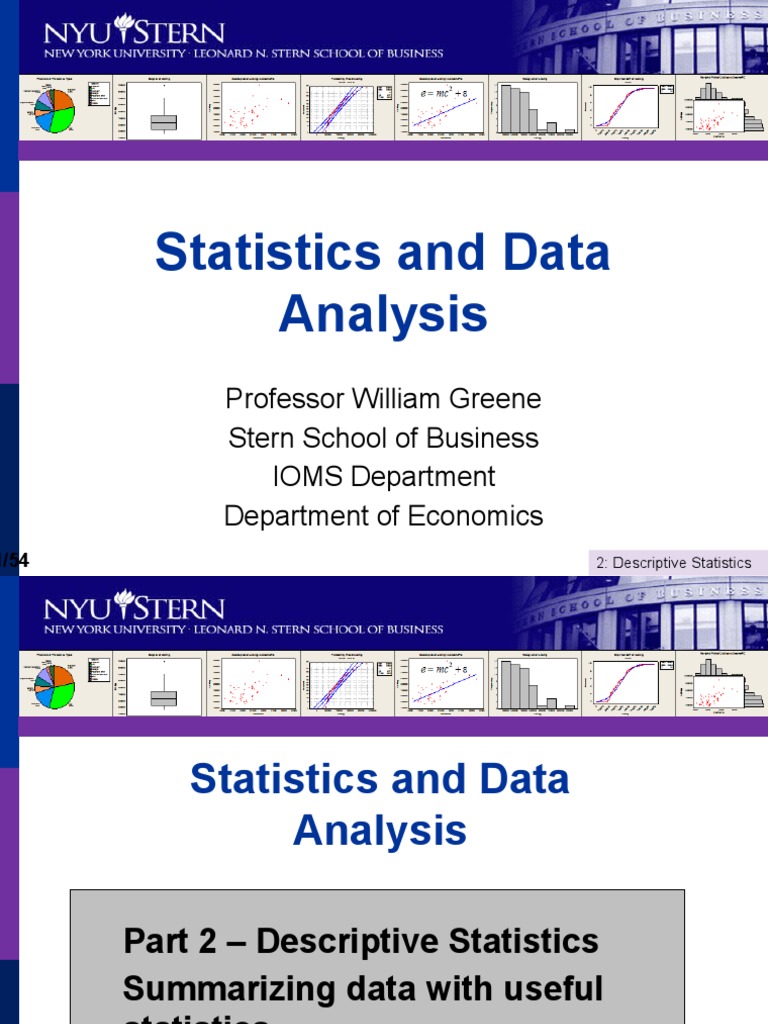 Statistics and Data Analysis: Professor William Greene Stern School of ...