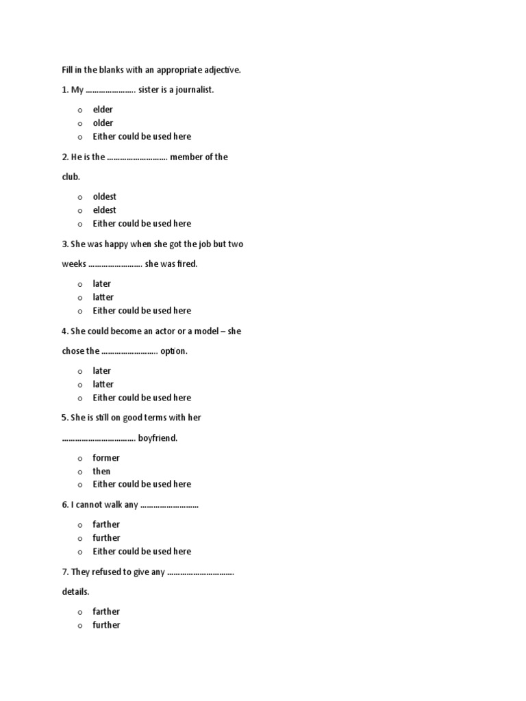 Fill in The Blanks With An Appropriate Adjective | PDF