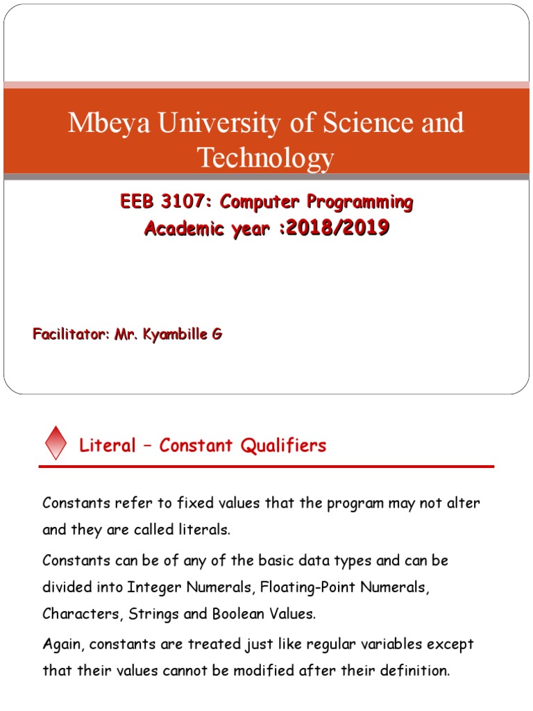 Programming Lecture 2 Pdf Data Type Integer Computer Science 9525
