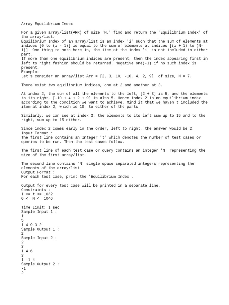 18.0 Array Equilibrium Index | PDF