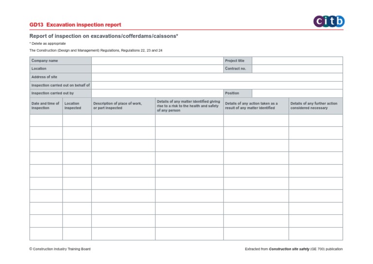 GD13 - Excavation Inspection Report | PDF