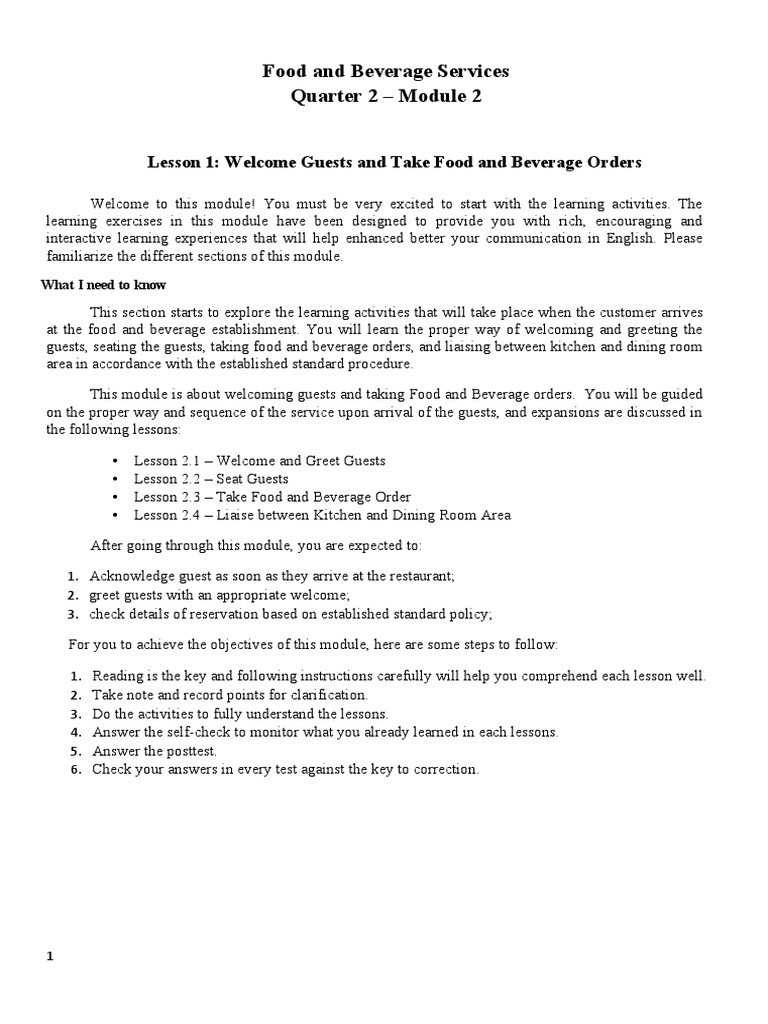 Food and Beverage Service Essentials | PDF | Menu | Point Of Sale