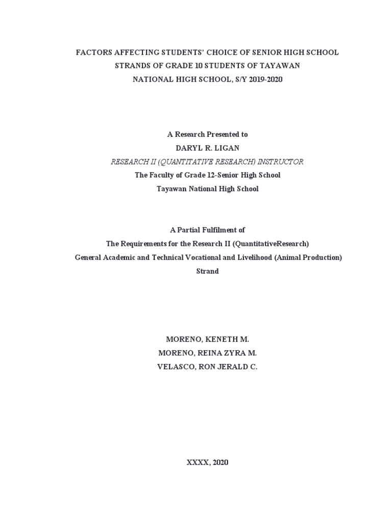 Practical Research II (Quantitative Research) | PDF | Survey ...