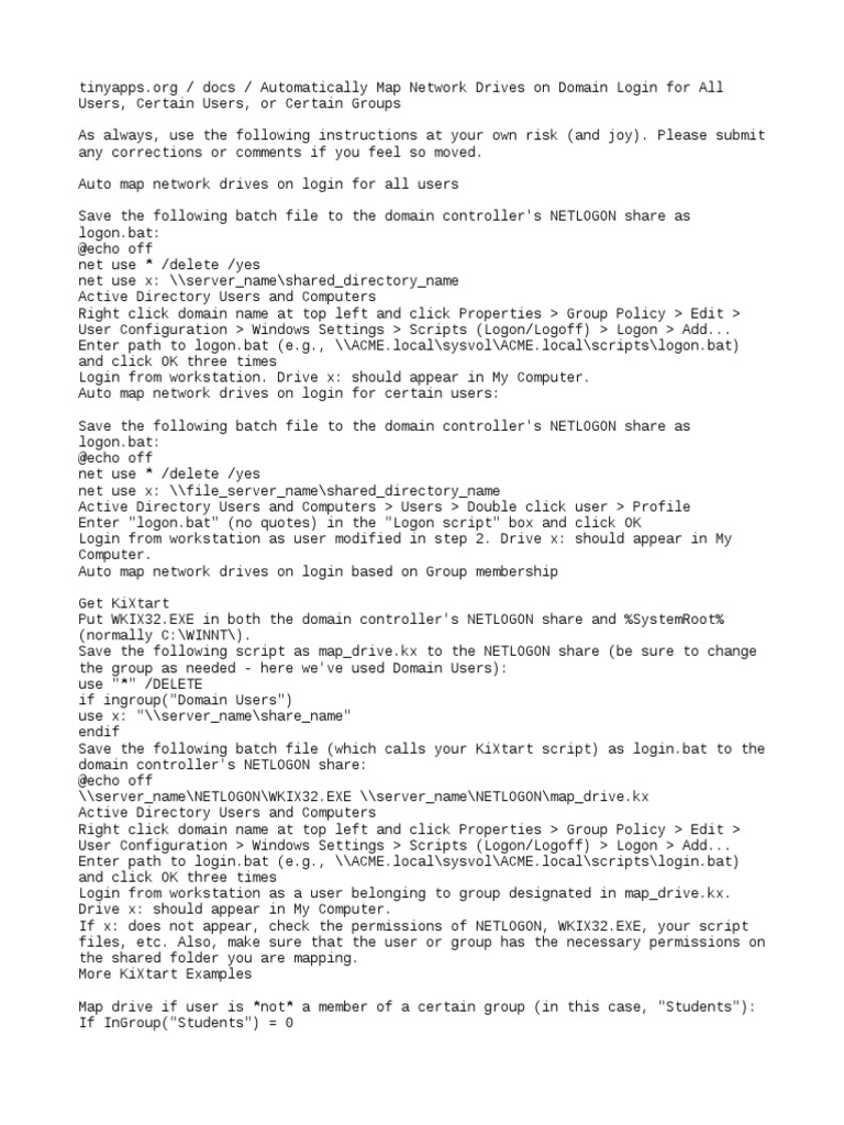 Map Network Drives On Domain Login For All Users | PDF | Group Policy ...