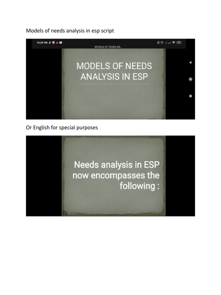 Models of Needs Analysis in Esp Script | PDF | Information | Psychological Concepts