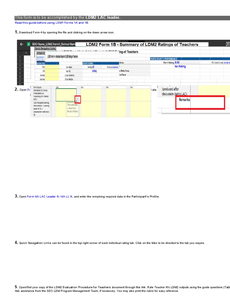 LDM2 Form 1: Guidelines for Completing LDM2 Evaluation Forms for Teachers | PDF | Learning ...