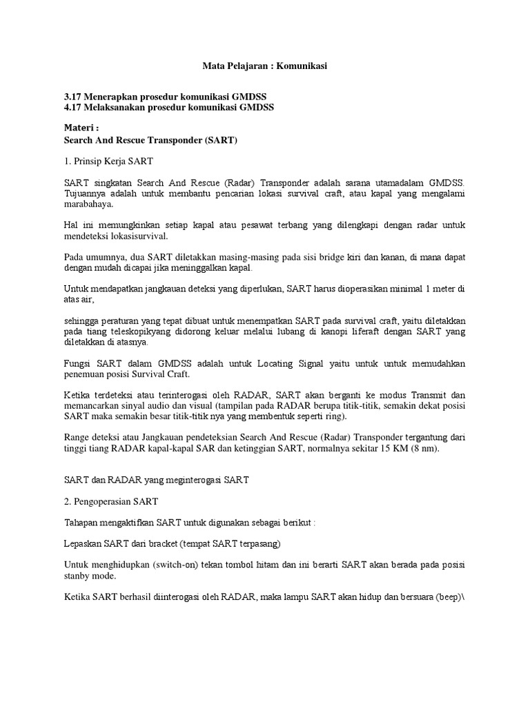 KD 17 Materi 3 Materi Search and Rescue Transponder (SART) | PDF