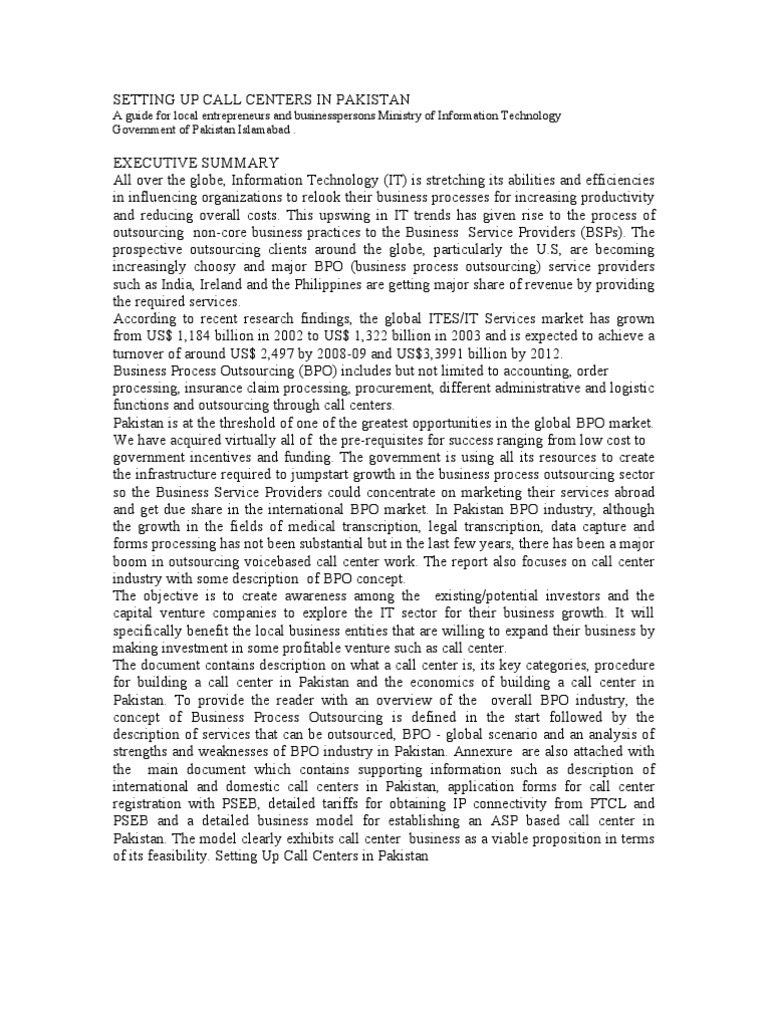 Setting Up Call Centers | PDF | Call Centre | Business Process Outsourcing