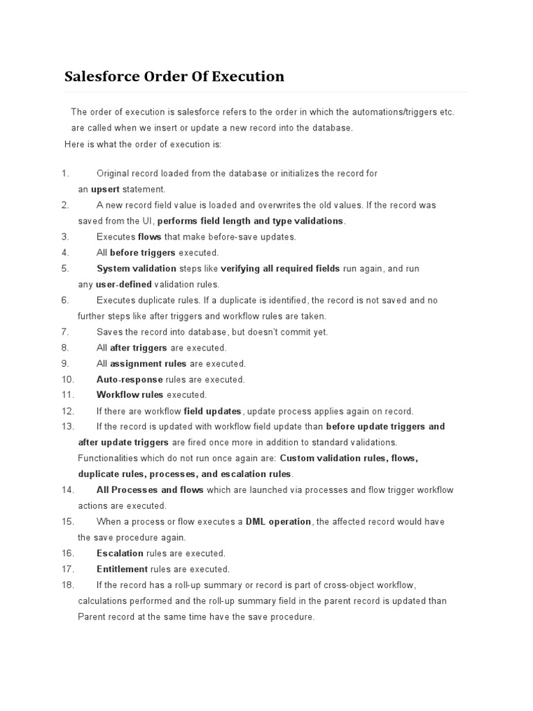 Salesforce Order of Execution | PDF | Databases | Computer Data