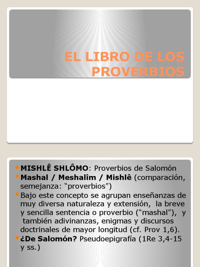 El Libro de Los Proverbios | PDF | Reyes del antiguo israel | Libro de ...