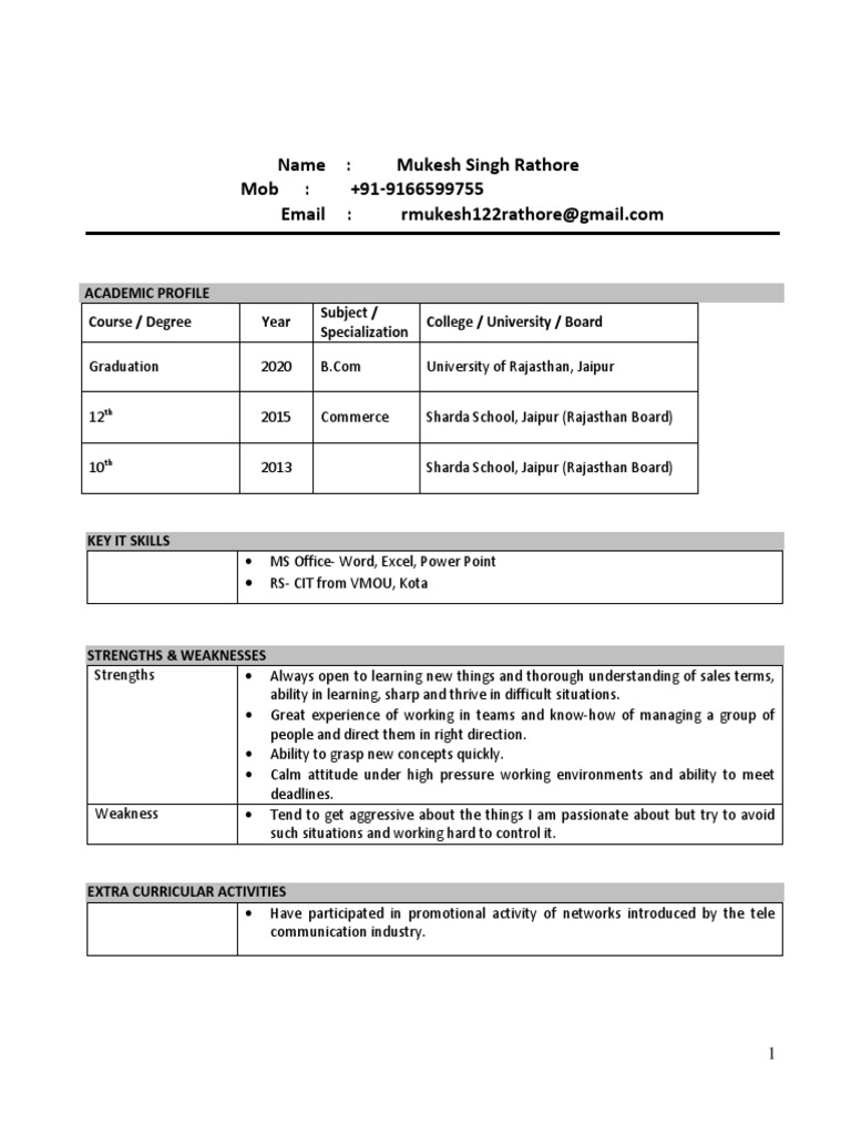 Mukesh CV | PDF | Learning | Communication