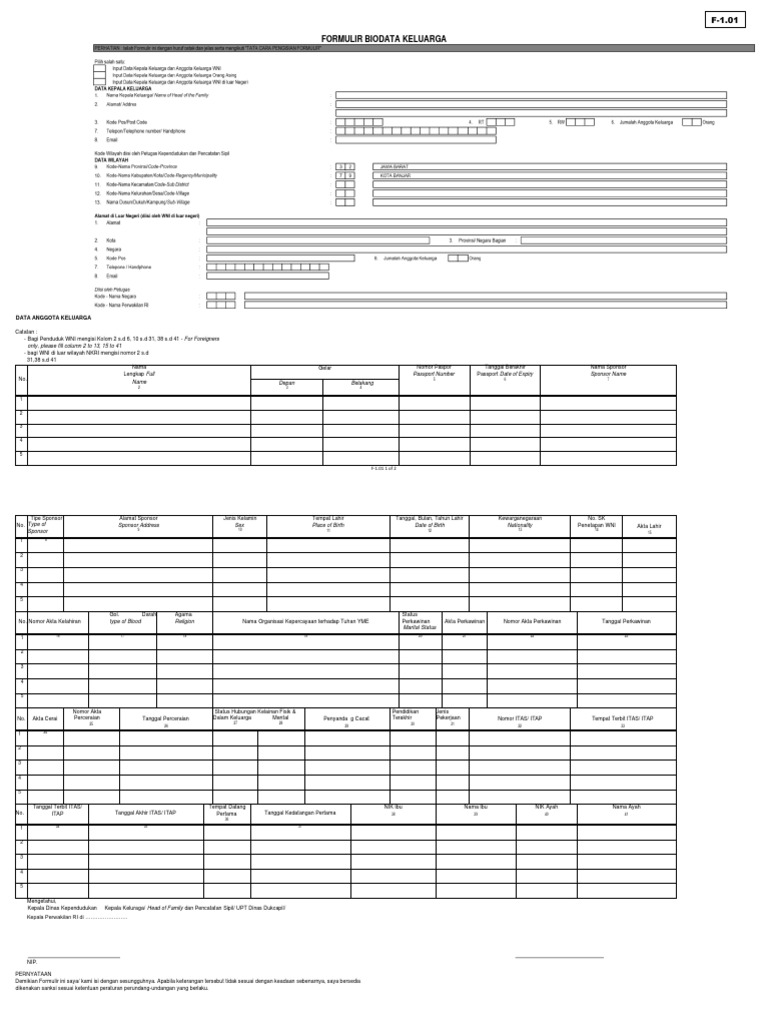 1 - F1.01 Formulir Biodata Keluarga - OK | PDF