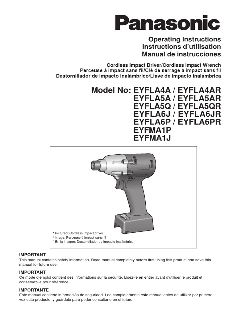 Panasonic Eyfla4a Owners Manual 729216 | PDF | Electrical Connector | Screw
