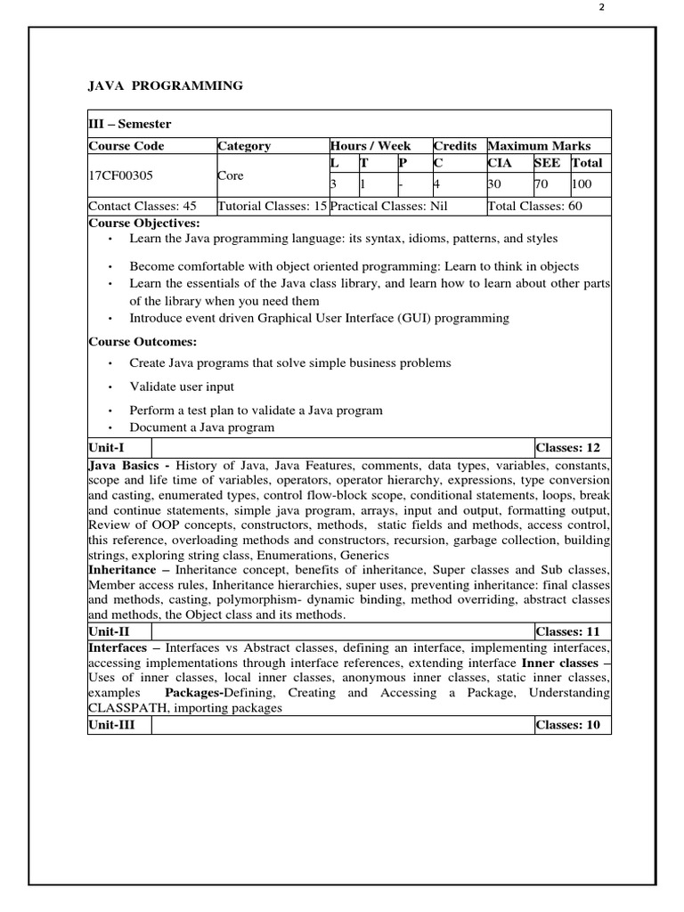 Java Programming Notes Pdf Java Programming Language Control Flow 9382