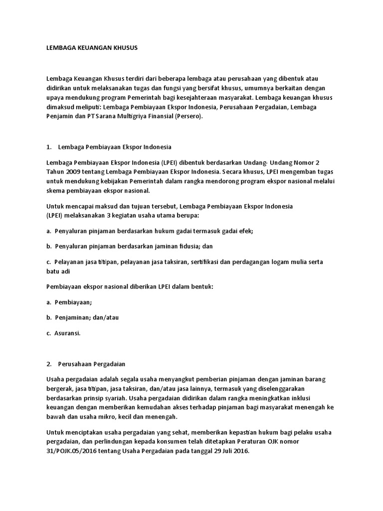 Lembaga Keuangan Khusus Ojk | PDF | Pengelolaan Keuangan & Uang