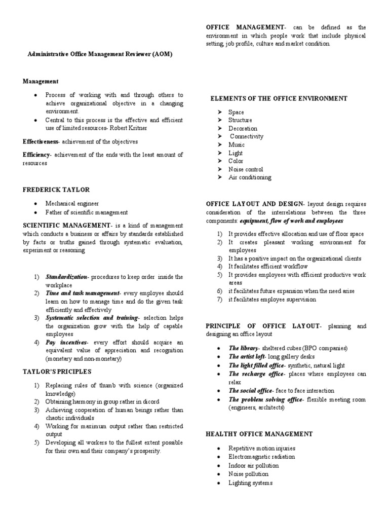 Administrative Office Management Reviewer | PDF | Performance Appraisal ...