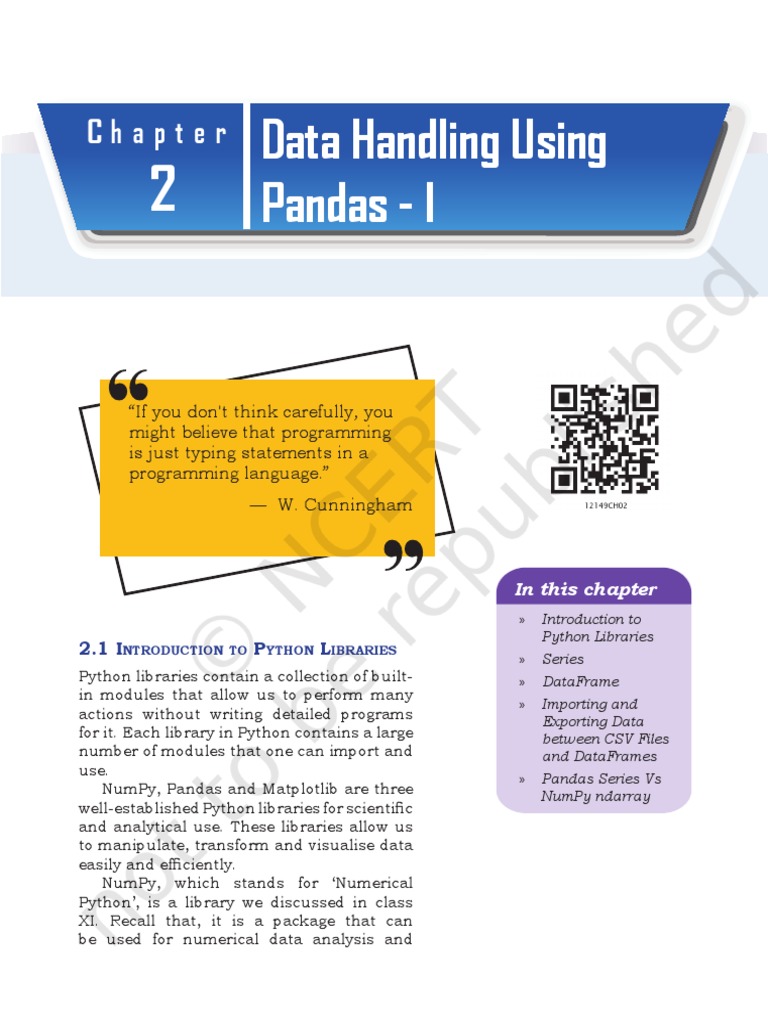 Data Handling Python NCERT | PDF | Array Data Type | Array Data Structure
