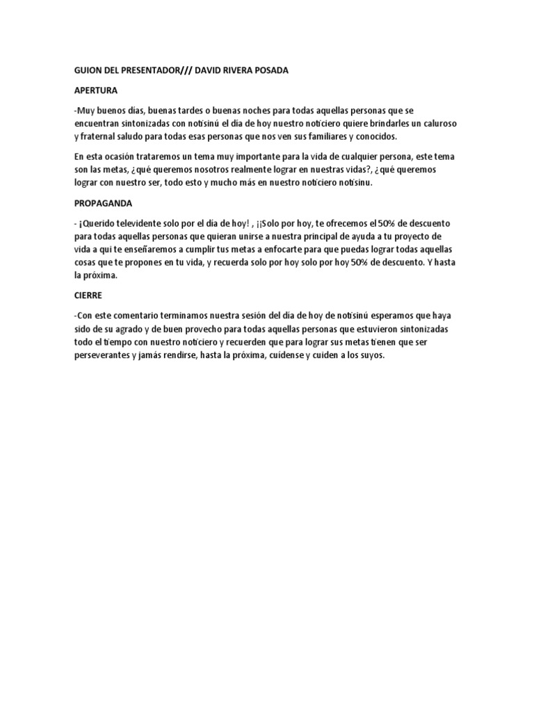 Guion Del Presentador | PDF Guion Del Presentador | PDF