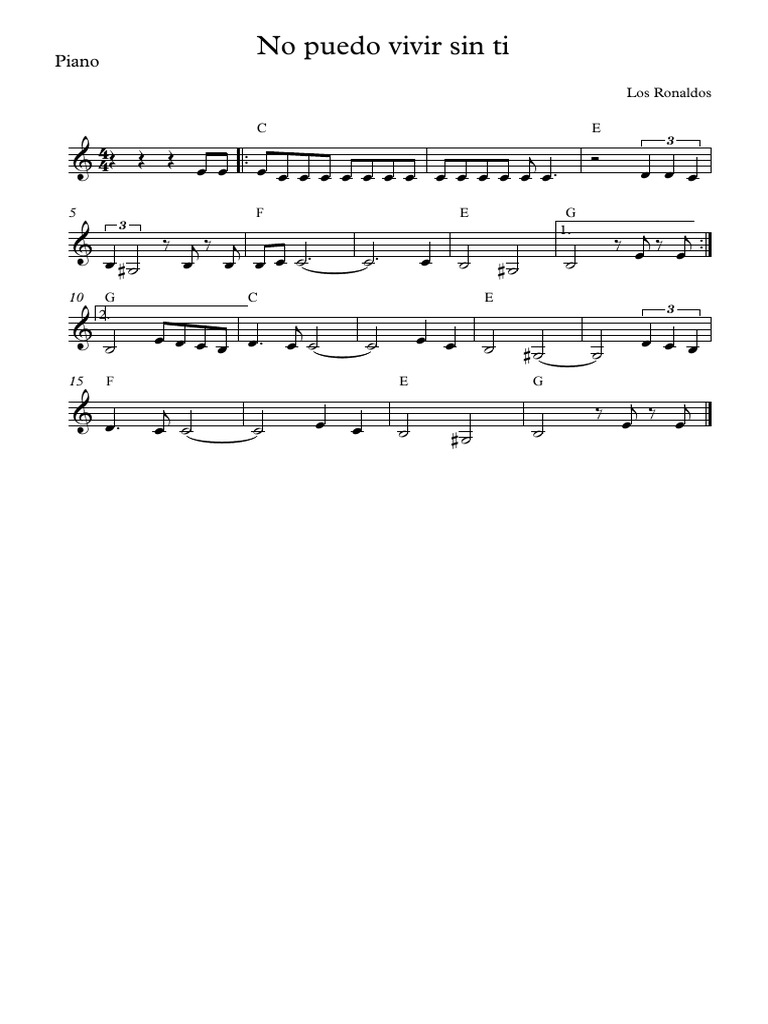 No Puedo Vivir Sin Ti - Piano | PDF