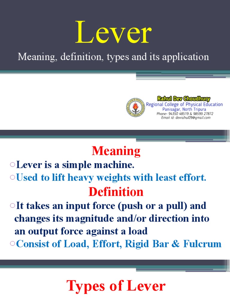 Lever: Meaning, Definition, Types and Its Application | PDF