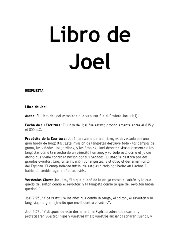 Libro de Joel | PDF | Comportamiento religioso y experiencia | Creencia religiosa y doctrina