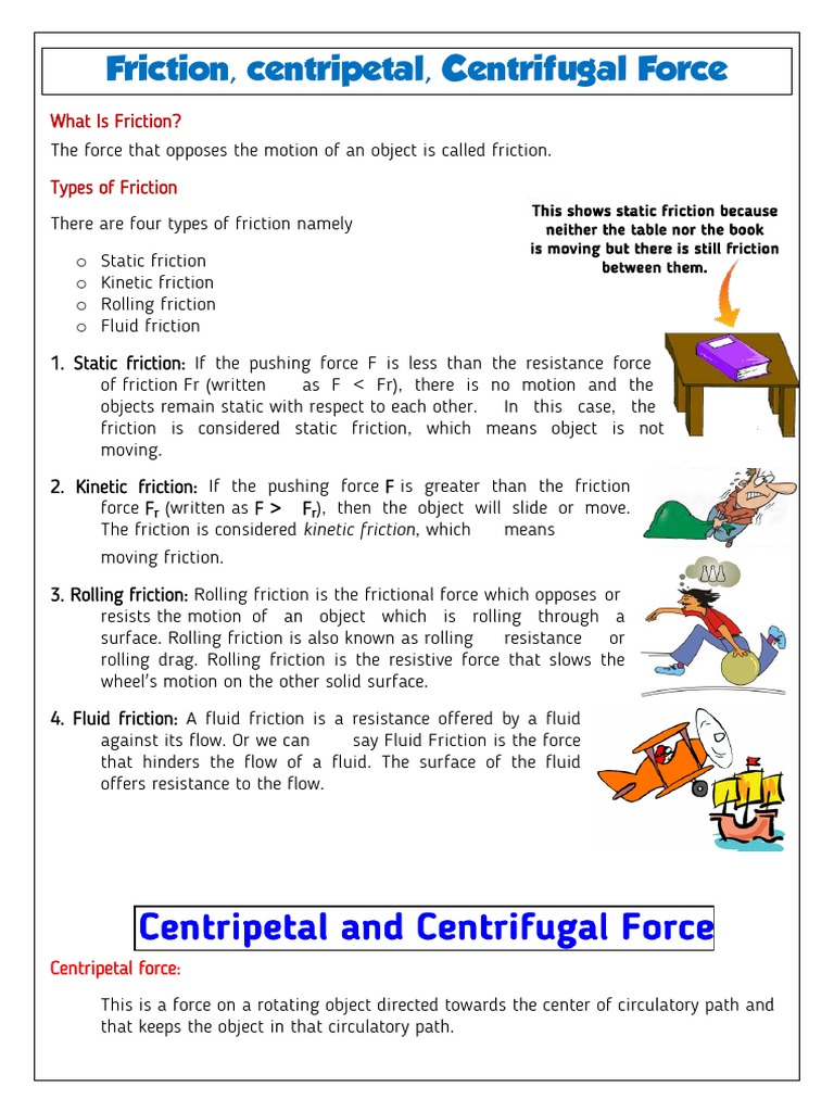 Friction, Centripetal, Centrifugal Force | PDF | Friction | Force