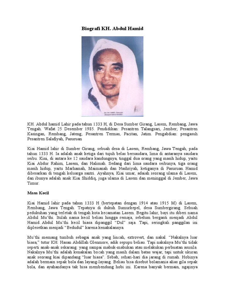 Biografi KH. Abdul Hamid Pasuruan | PDF | Agama & Spiritualitas