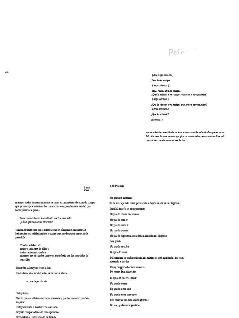 Kane, Sara.-4.48 Psicosis Digital | PDF | Muerte | Amor