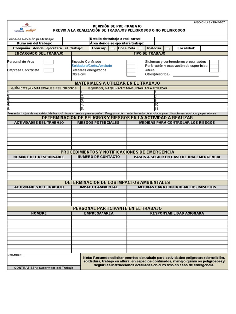 Formato 2 EVALUACION PRE TRABAJO (21102020) | PDF | Informática y ...
