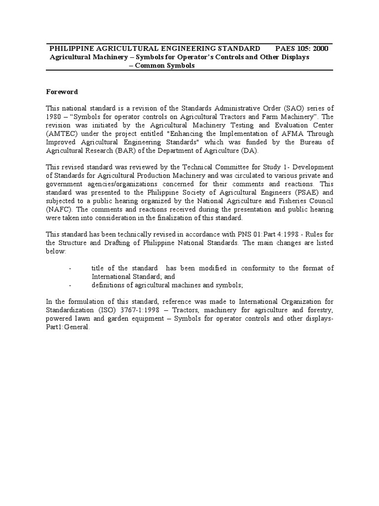 PAES 105 - Symbols For Operator's Controls and Other Displays Common ...