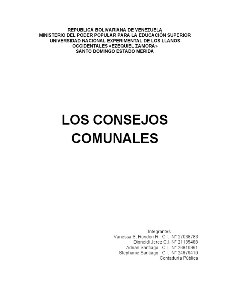 Estructura y Funciones de Consejos Comunales | PDF | Unión Europea ...